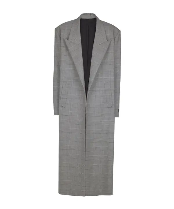 Balmain Oversized Prince Of Wales Wool Coat