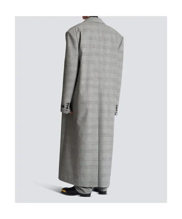 Balmain Oversized Prince Of Wales Wool Coat
