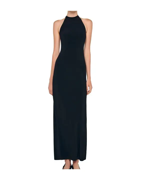Norma Kamali Halterneck Side-slit Maxi Dress