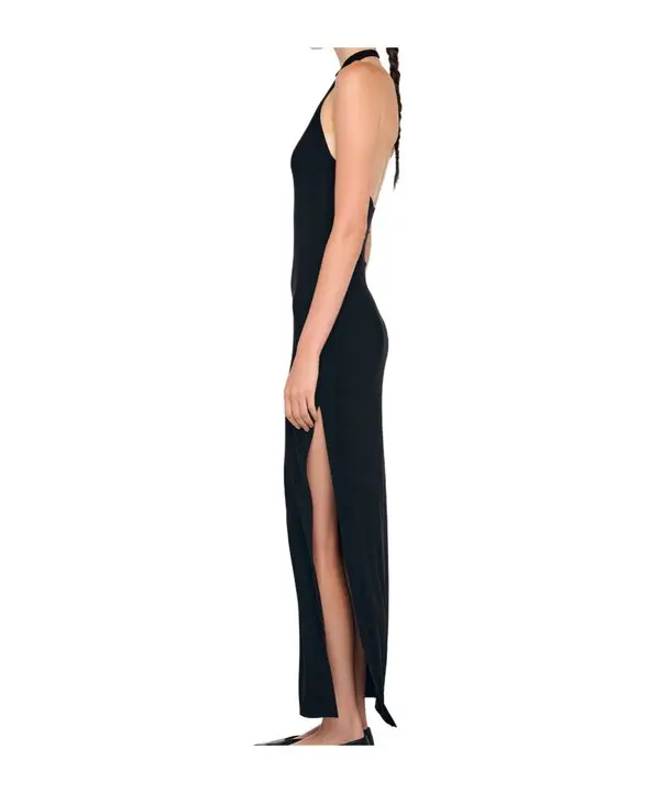 Norma Kamali Halterneck Side-slit Maxi Dress