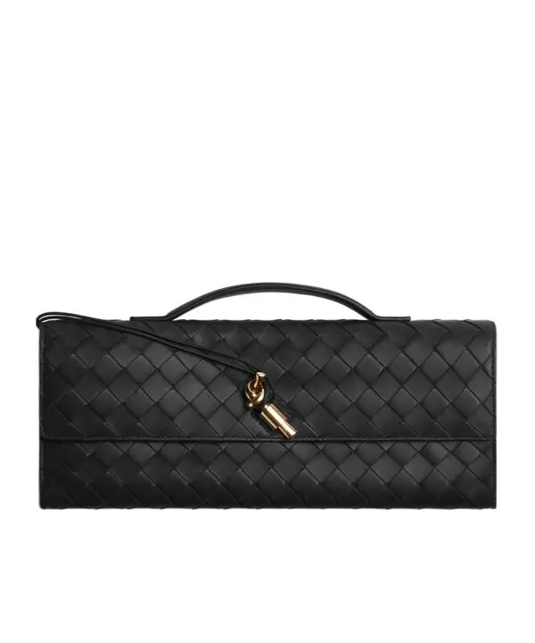 Bottega Veneta Andiamo Intrecciato Clutch Bag - Black