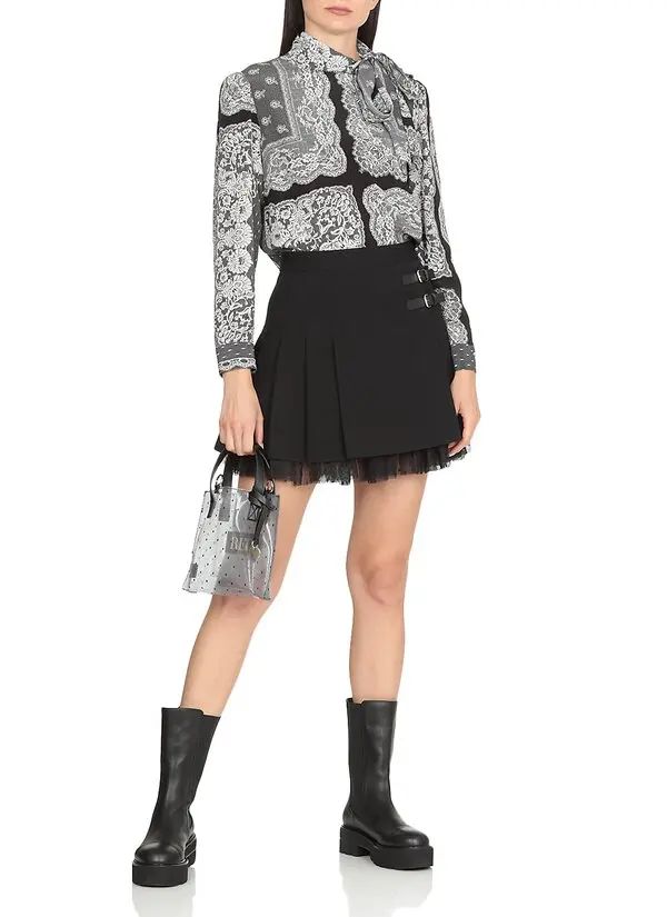 Red Valentino Long Sleeve Printed Bow Tie Blouse