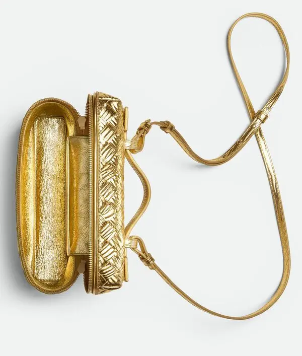 Bottega Veneta Laminated Leather Cosmetic Bag - Gold