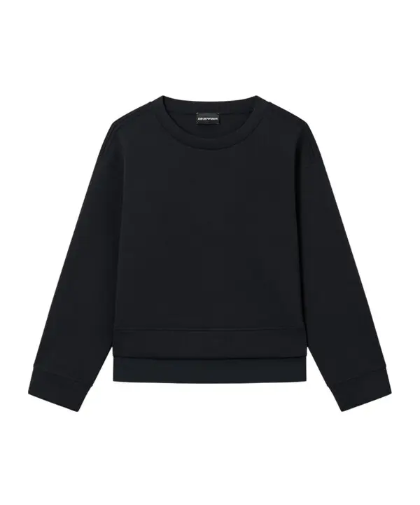 Emporio Armani Layered Crewneck Sweatshirt With Nylon Hem - Black