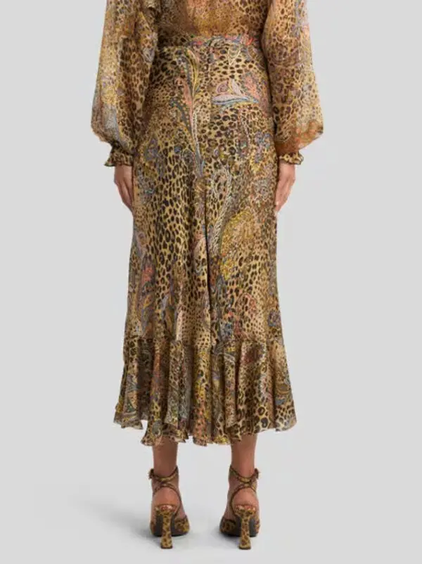 Etro Printed Silk Midi Wrap Skirt