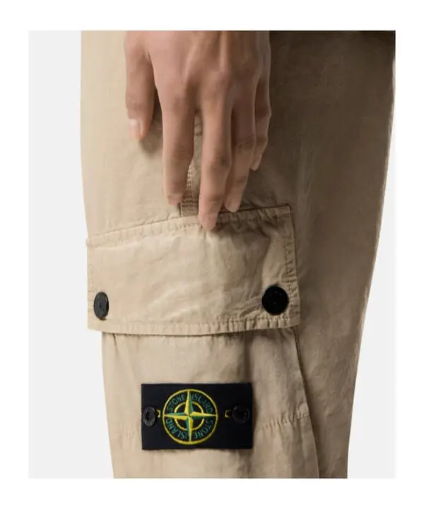 Stone Island Slim Fit Cargo Trousers With Zip Pockets