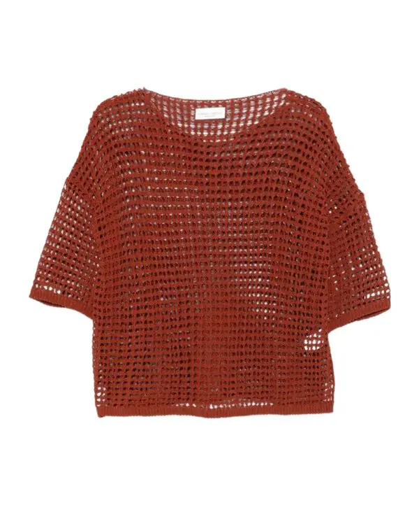 ROBERTO COLLINA Mesh-knit Top With Ribbed Trim