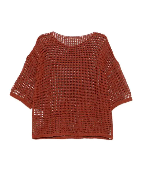 ROBERTO COLLINA Mesh-knit Top With Ribbed Trim