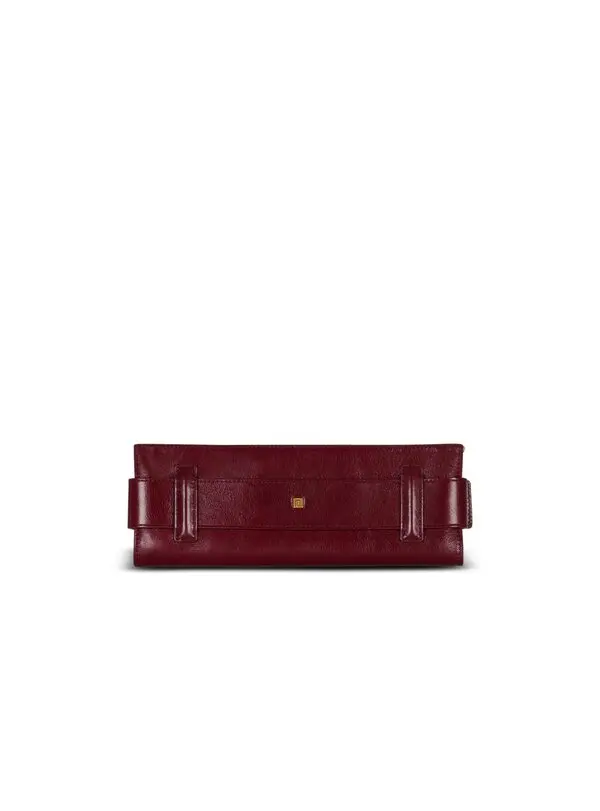 Balmain Calfskin Leather Clutch With Buckle Detail - Brown
