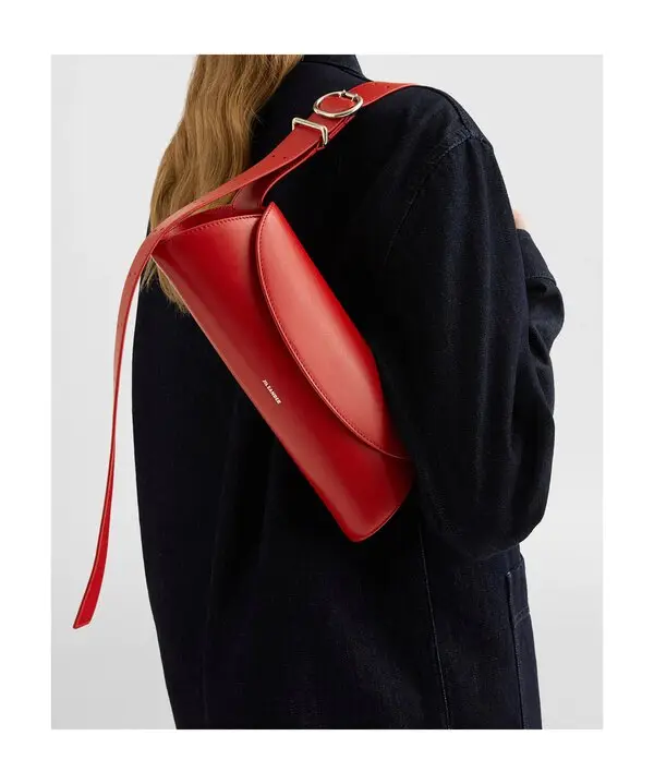 JIL SANDER Cannolo Small Shoulder Bag - Red
