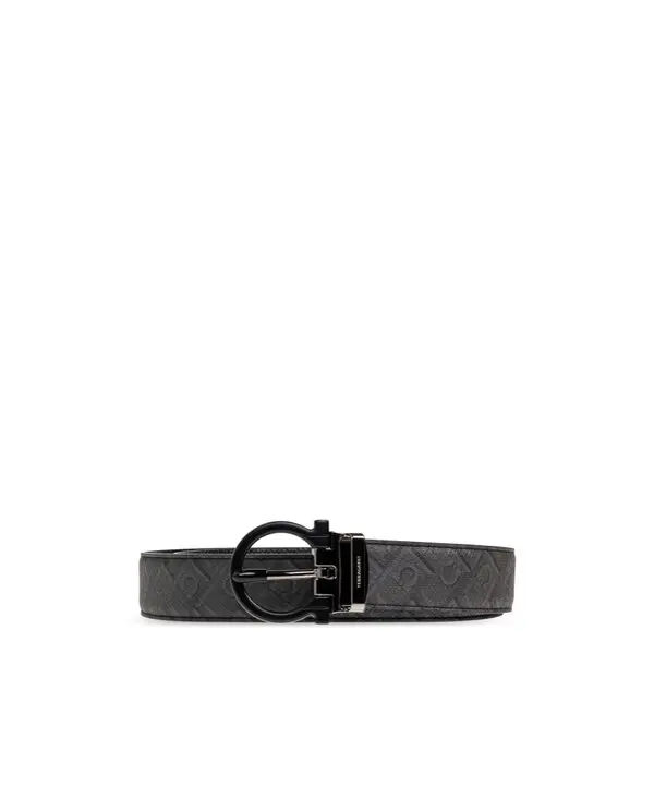 FERRAGAMO Reversible And Adjustable Gancini Buckle Belt - Black