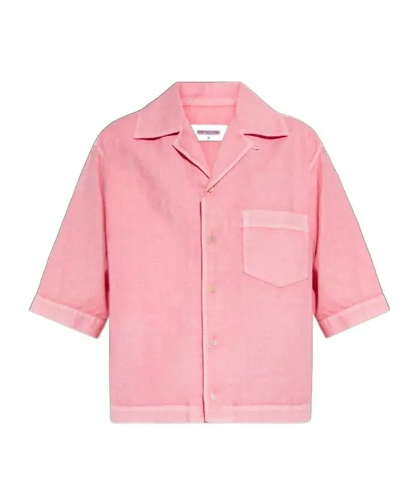 Dsquared2 Linen Boxy Short Sleeve Shirt - Pink