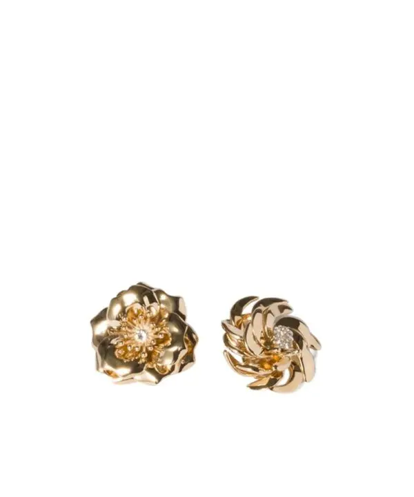 Miu Miu Metal Earrings With Crystals - Vintage Gold/crystal