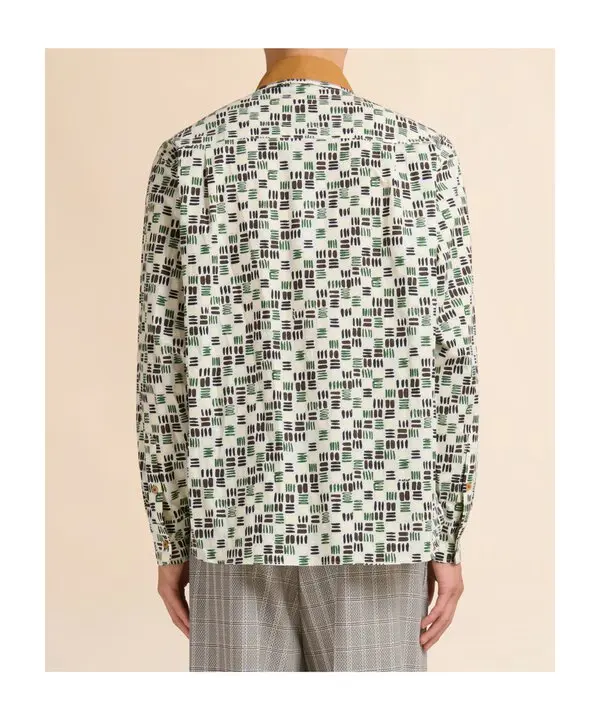 Marni Cream Poplin Shirt With Rhythms Print - Rain