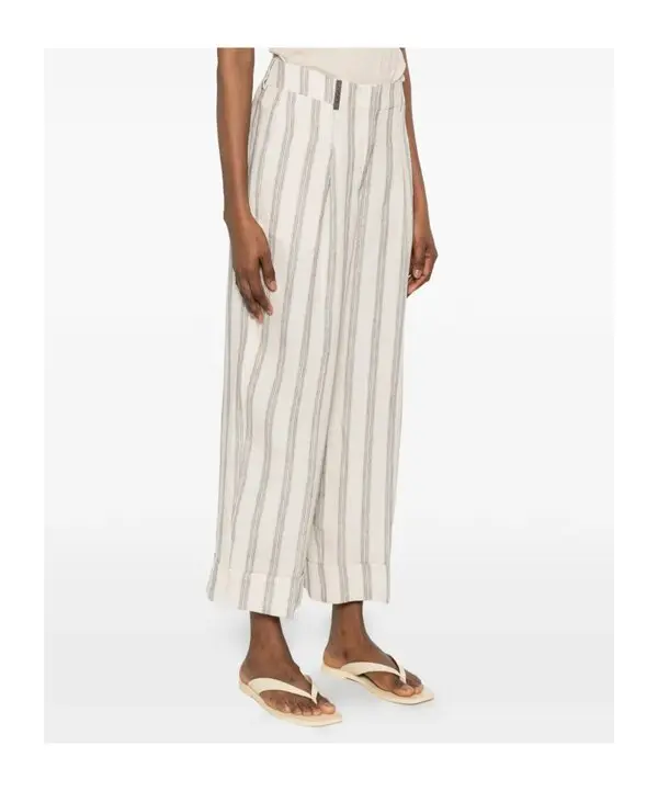 Peserico Striped Tailored Trousers - White