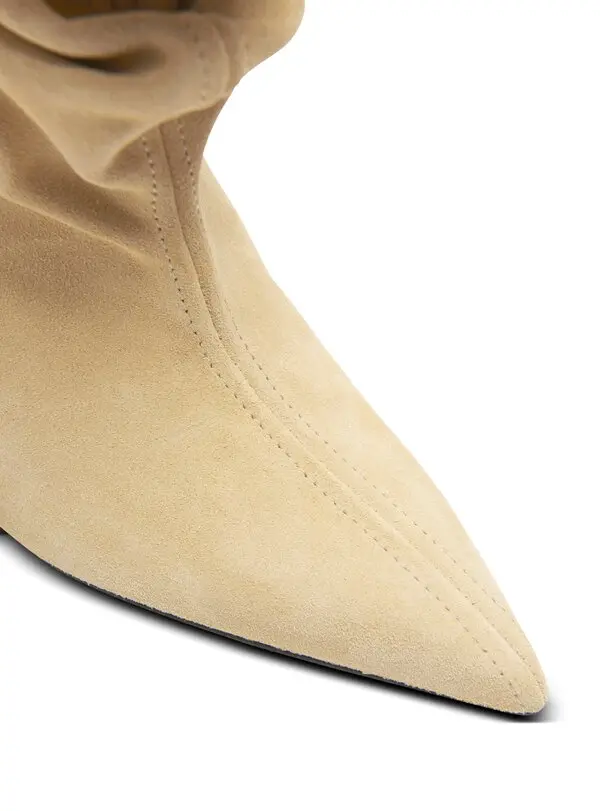 Balmain Draped Suede Wedge Ankle Boots