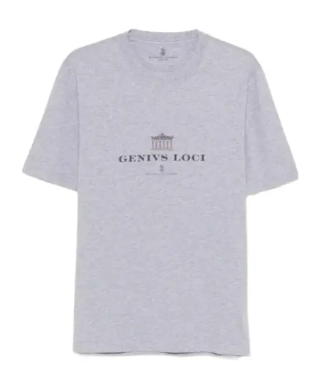 Brunello Cucinelli Printed Jersey Crewneck T-shirt - Grey