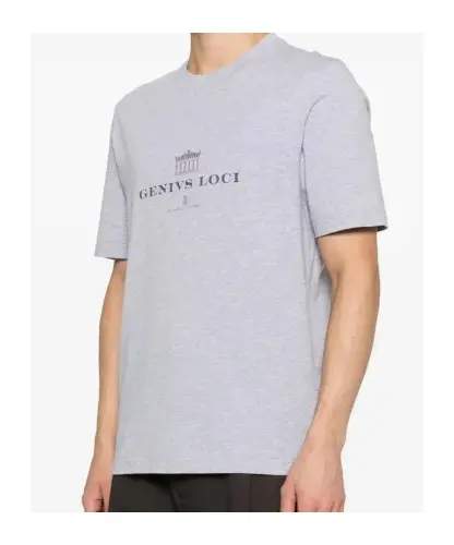 Brunello Cucinelli Printed Jersey Crewneck T-shirt - Grey