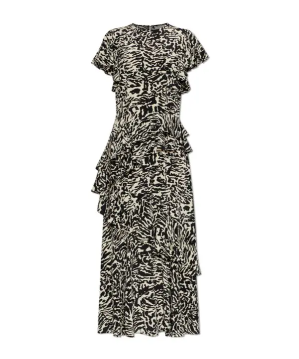 Ulla Johnson Amaia Ruffled Animal-print Maxi Dress - Black