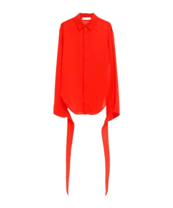 THE FRANKIE SHOP Long Sleeve Blouse With Tie Detail - Red