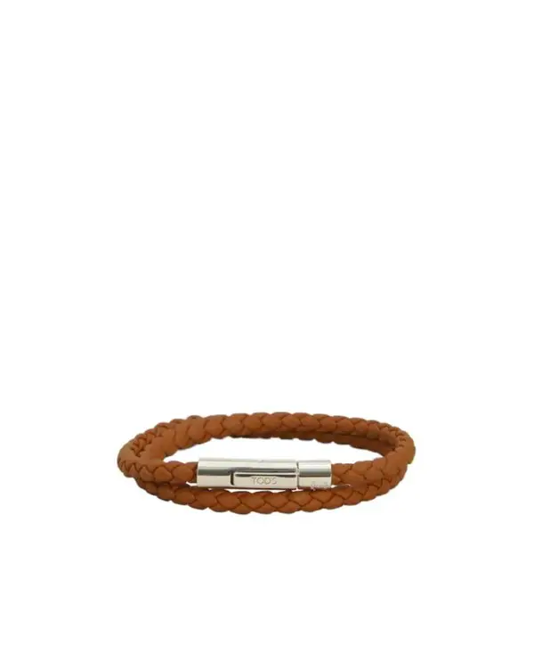 TOD'S My Colors Woven Leather Bracelet With Metal Buckle - Yellow