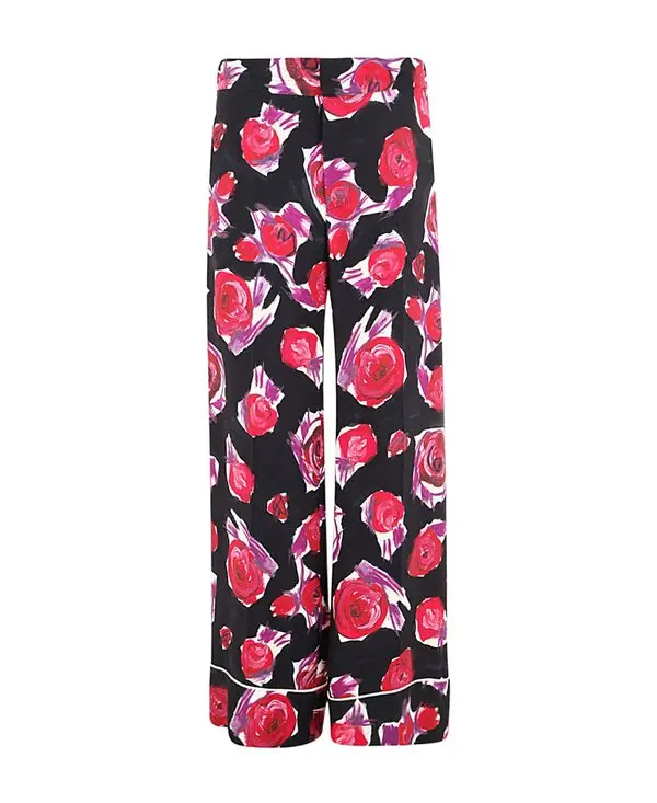 Marni Floral Printed Wide-leg Trousers - Black