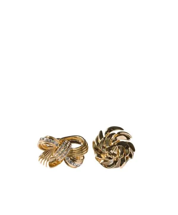 Miu Miu Metal Earrings With Crystals - Vintage Gold/crystal