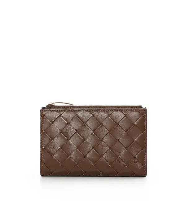 Bottega Veneta Intrecciato Medium Bi Fold Wallet - Brown