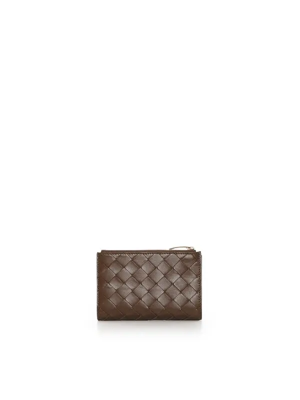 Bottega Veneta Intrecciato Medium Bi Fold Wallet - Brown