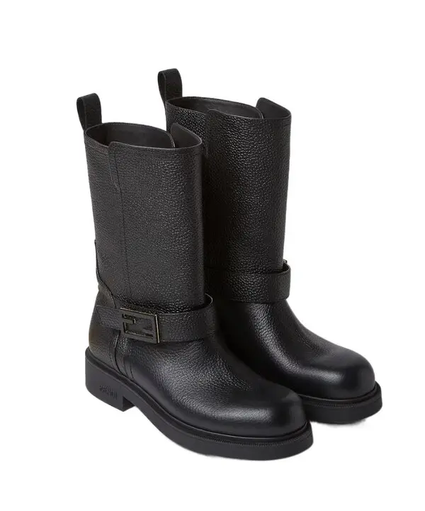 Fendi Biker Logo Strap Boots