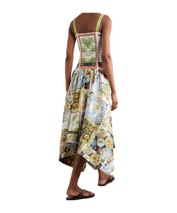 Farm Rio Square Neck Suspender Dress With Front Button Closure