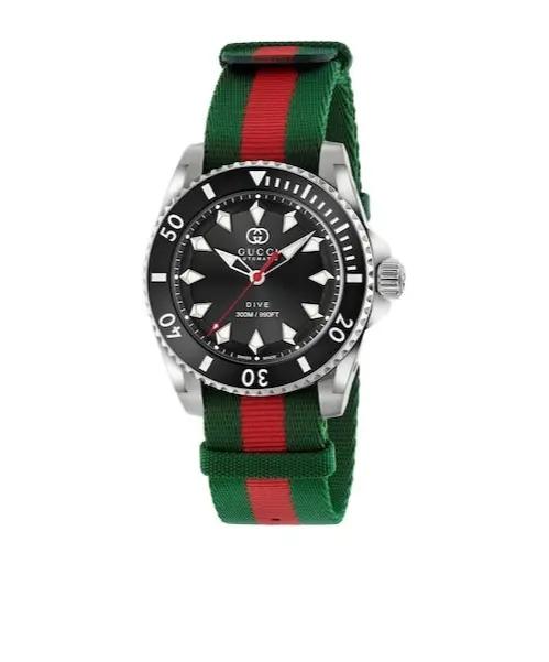 Gucci Dive Watch With Webbing Strap - Black