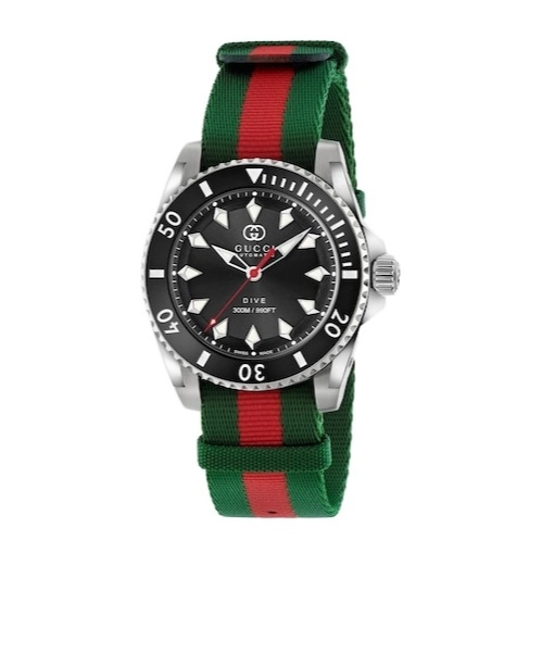 Gucci Dive Watch With Webbing Strap - Black
