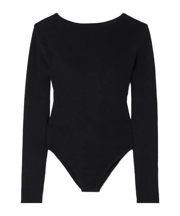 ST. AGNI Long Sleeve Jumpsuit With Lace-up Back - Black