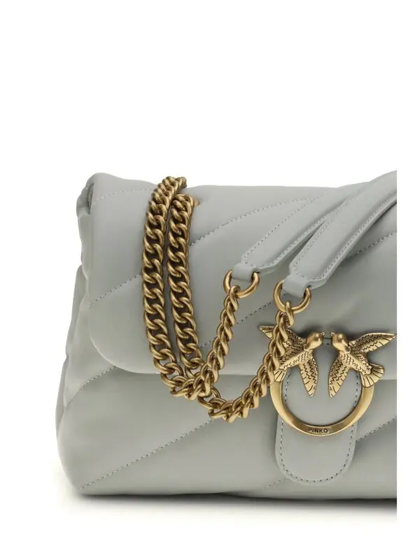 Pinko Love Classic Puff Maxi Quilted Shoulder Bag - Gray