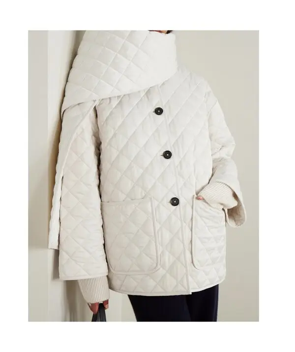 TOTEME Quilted Long Sleeve Jacket With Scarf Detail