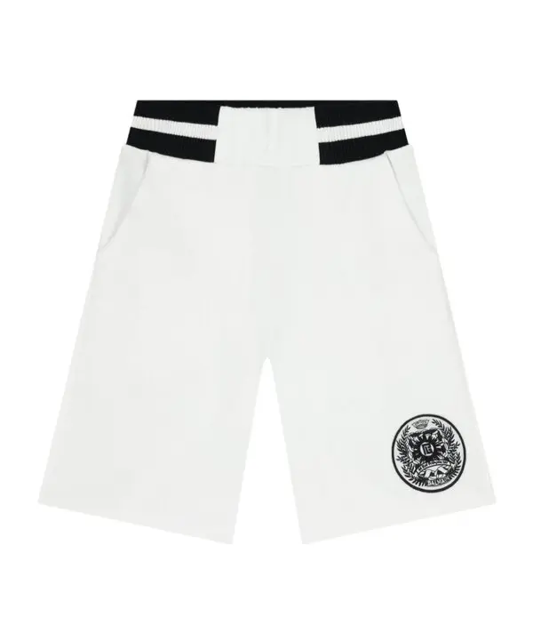 Balmain Elastic Waist Shorts With Logo Detail - White