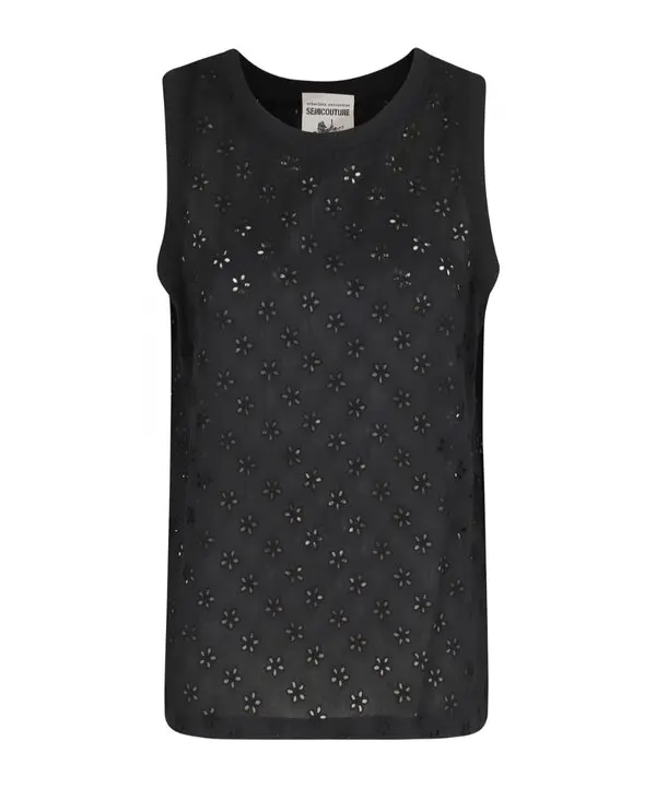 SEMICOUTURE Crew Neck Cutout Vest