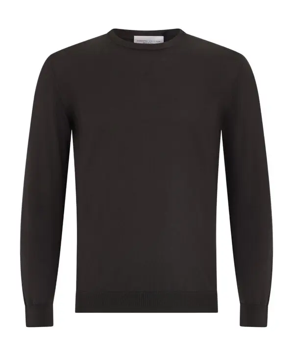 ROBERTO COLLINA Crew Neck Long Sleeve Knit Sweater - Black