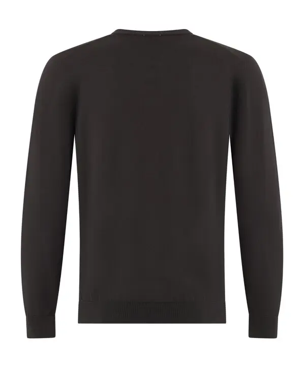 ROBERTO COLLINA Crew Neck Long Sleeve Knit Sweater - Black