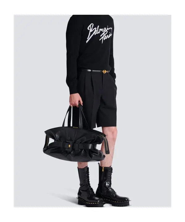 Balmain Large Calfskin Zip Bag