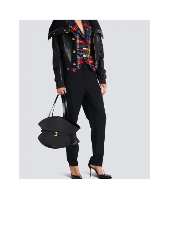 Balmain Medium Shuffle Bag In Calfskin Leather