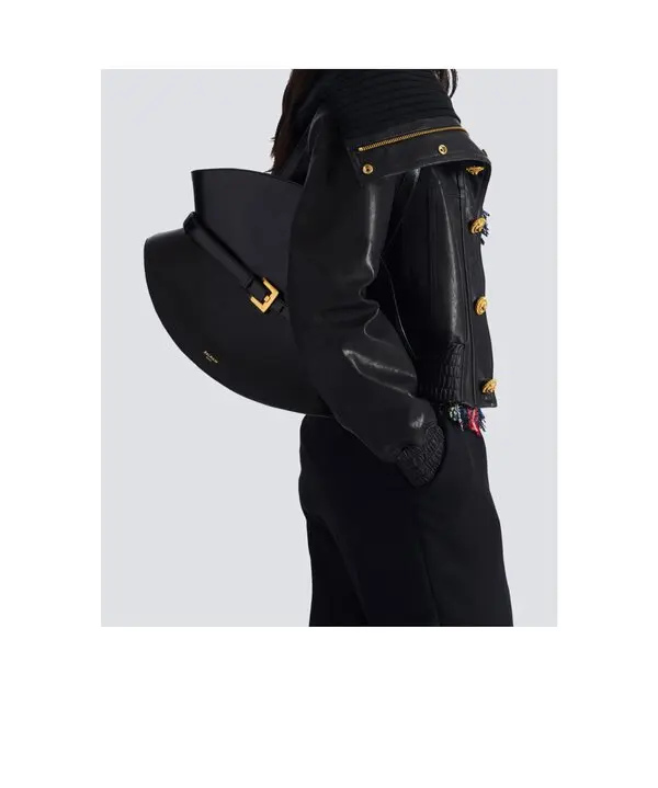 Balmain Medium Shuffle Bag In Calfskin Leather