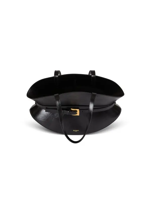 Balmain Medium Shuffle Bag In Calfskin Leather
