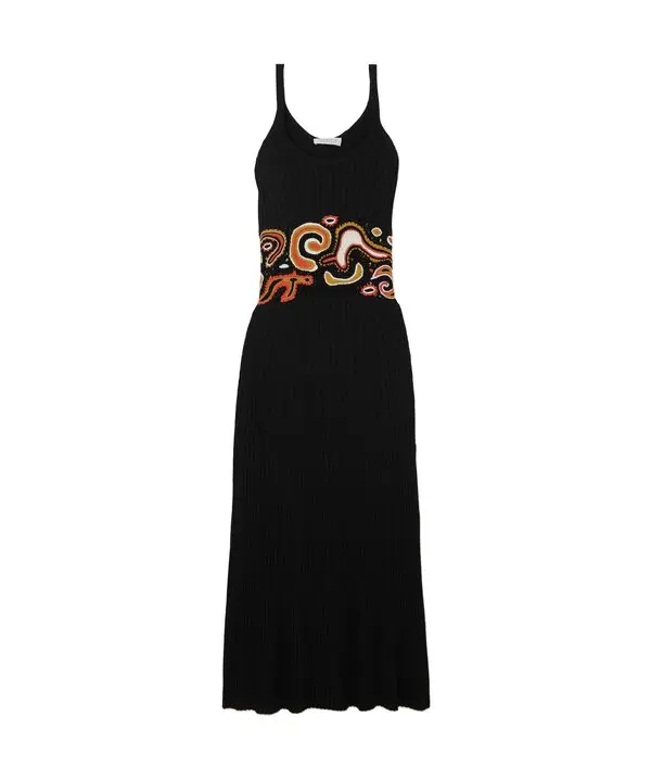 Gabriela Hearst Ribbed Crochet Trimmed Maxi Dress - Black