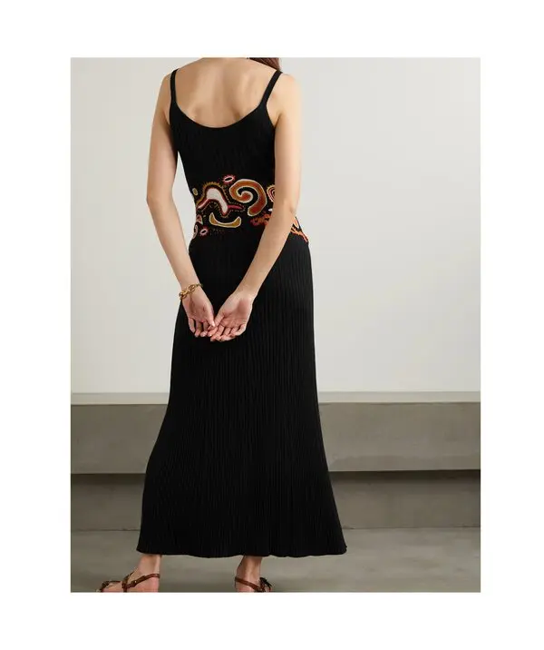 Gabriela Hearst Ribbed Crochet Trimmed Maxi Dress
