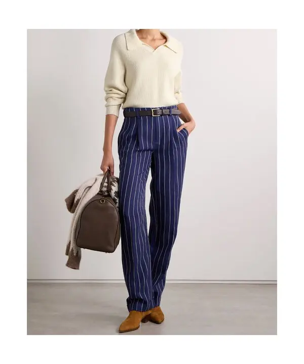 NILI LOTAN Ribbed Polo Collar Long Sleeve Sweater