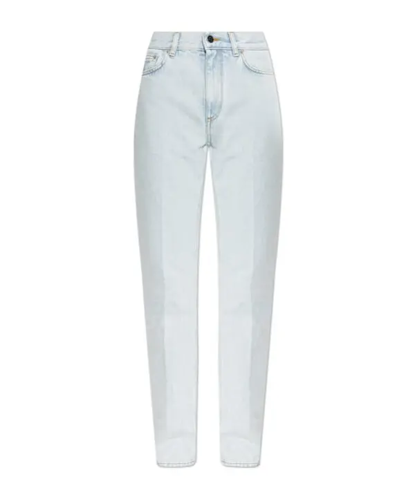 Givenchy Logo Patch Straight Leg Jeans - Light Blue