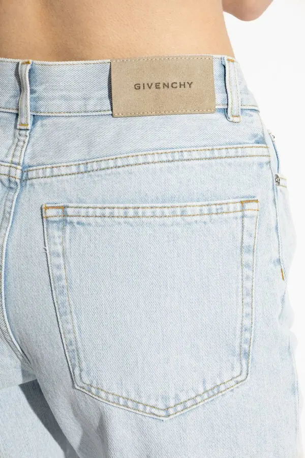 Givenchy Logo Patch Straight Leg Jeans - Light Blue