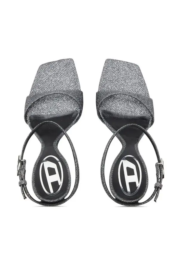 DIESEL® D-amber Wedge Sandals With Tone Oval D Plaque - Silver